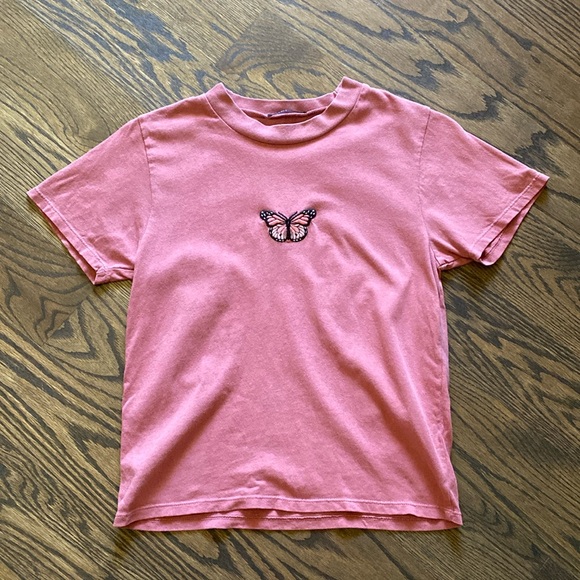 Brandy Melville | Tops | Pink Butterfly Brandy Melville Top | Poshmark